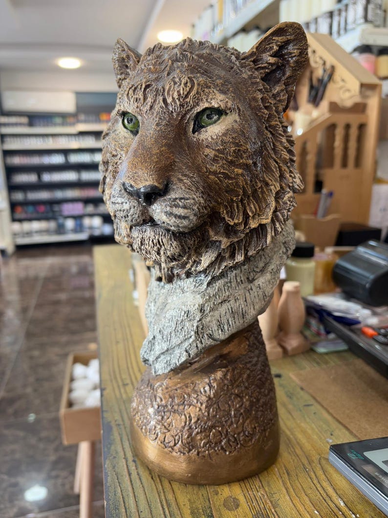 Handmade Gold Tiger Head Bust: Modern Safari Decor - Etsy