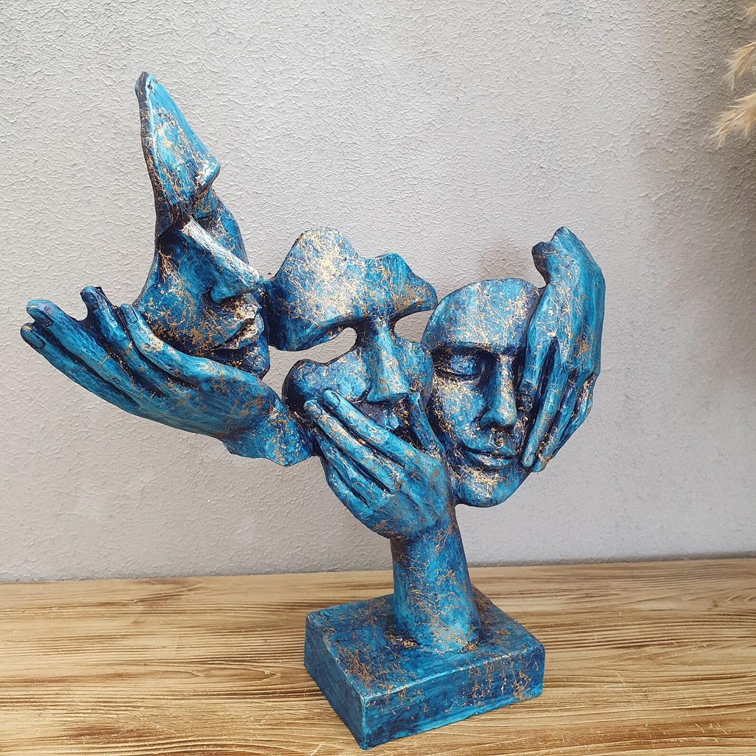 See No Evil, Hear No Evil, Speak No Evil Mask Sculpture, 11.42 Inches ...