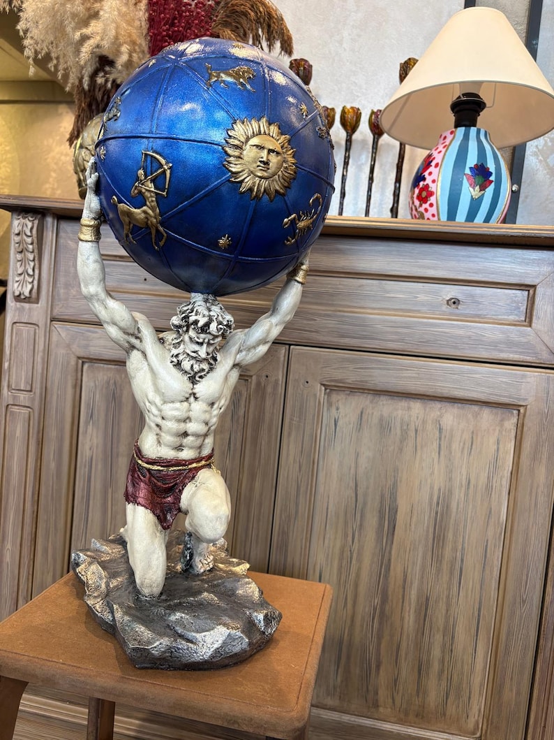 Atlas Statue Sculpture, Greek Mythology Decor,home Office Desk Art, - Etsy