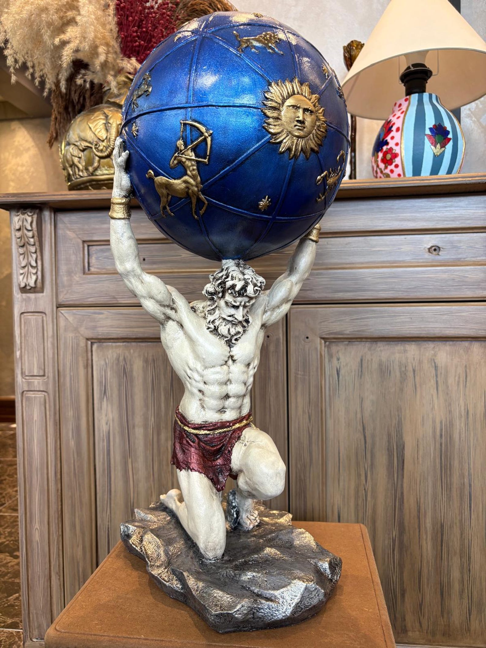 Atlas Statue Sculpture, Greek Mythology Decor,home Office Desk Art, - Etsy