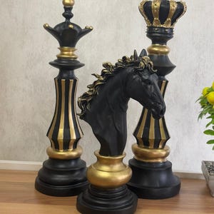 Large Acrylic Painted Chess Piece Sculpture: Modern Home Office Decor ...