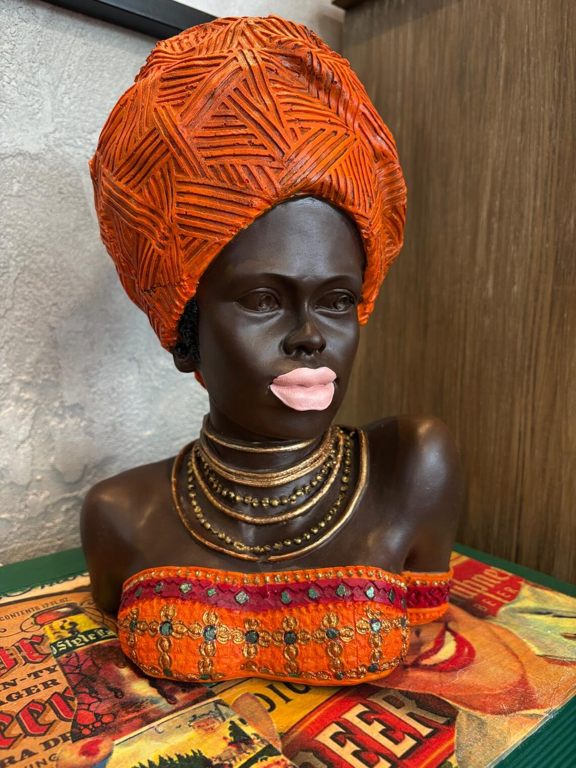 African Woman Bust: Ethnic Art Tabletop Sculpture,home Offıce Decor ...