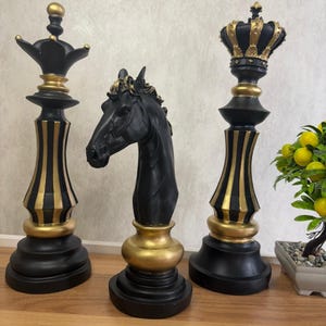Large Acrylic Painted Chess Piece Sculpture: Modern Home Office Decor ...