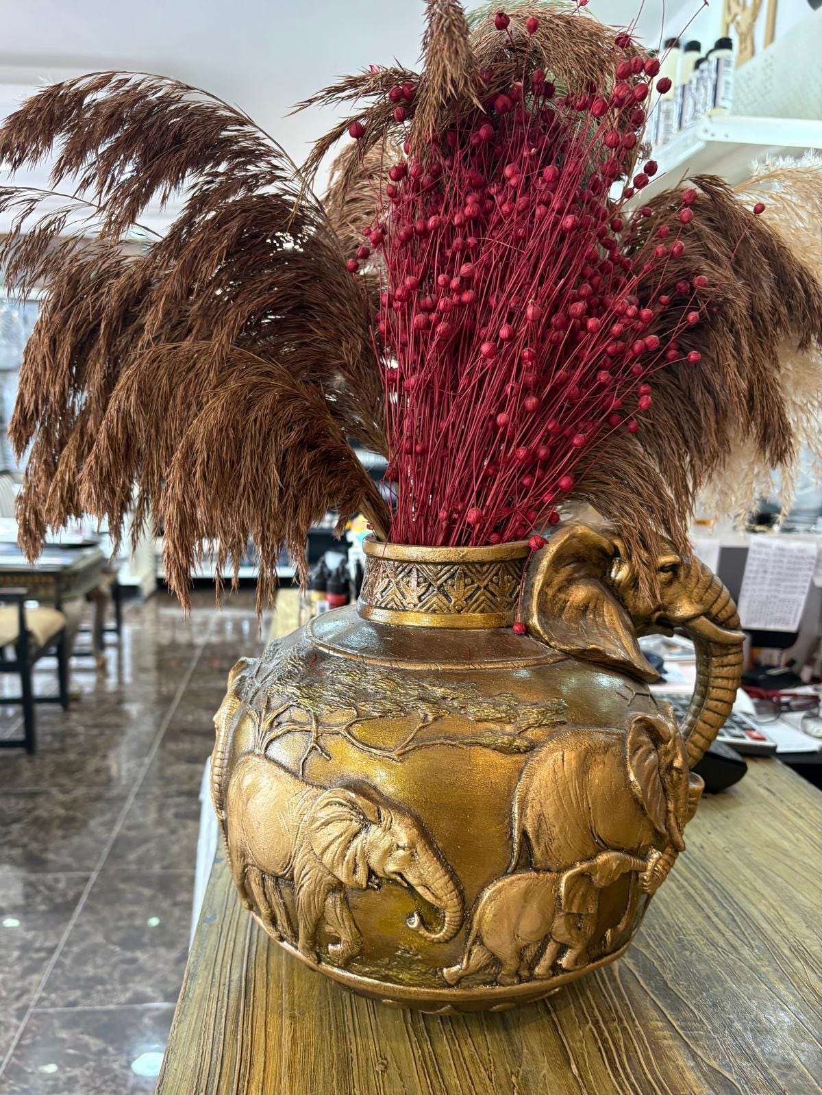 Handmade Elephant Vase, Safari Home Decor, Unique Tabletop Statue - Etsy