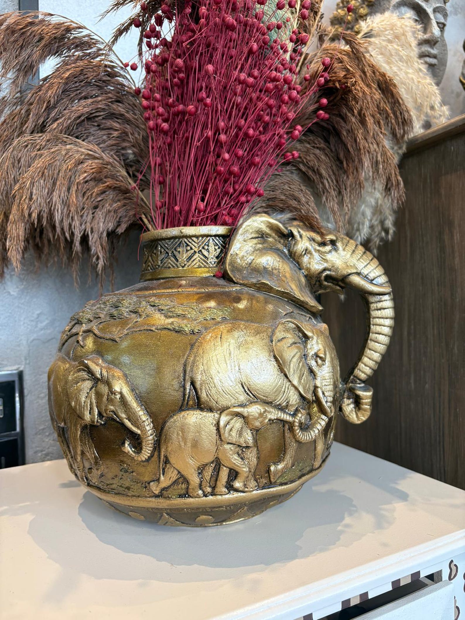 Handmade Elephant Vase, Safari Home Decor, Unique Tabletop Statue,home ...