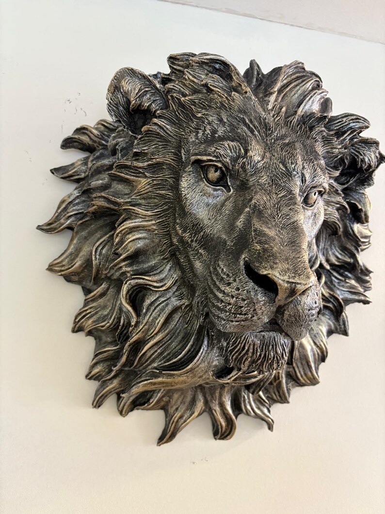 Big Handmade Lion Head Wall Sculpture, Modern Metallic Home Decor,40 Cm ...