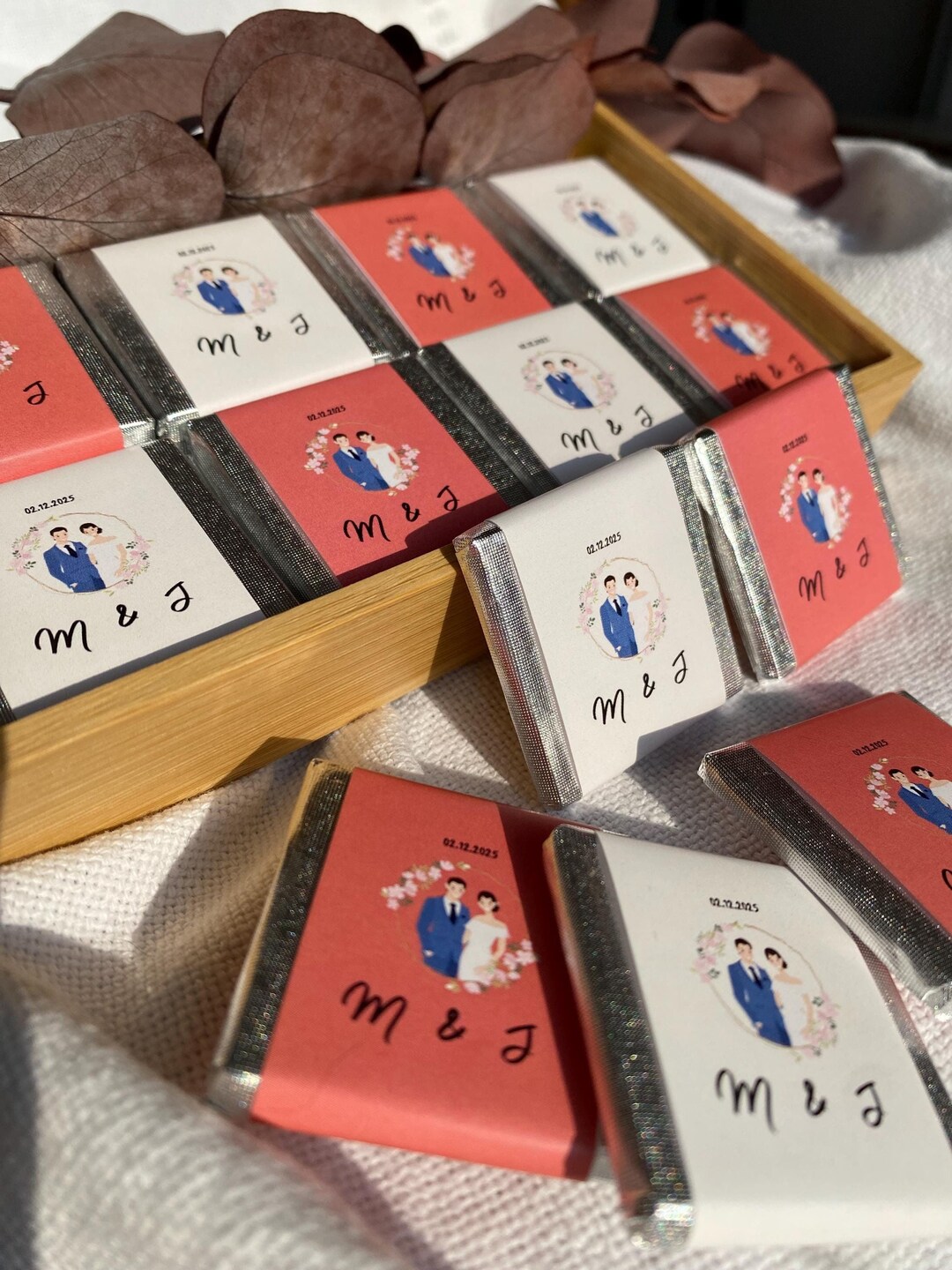 50 Pcs Wedding Chocolate, Personalized Wedding Favors, Custom Chocolate ...