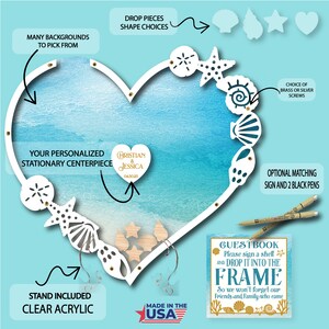 Heart Shell Guestbook - Shells - Beach Wedding - Ocean - Drop Frame ...