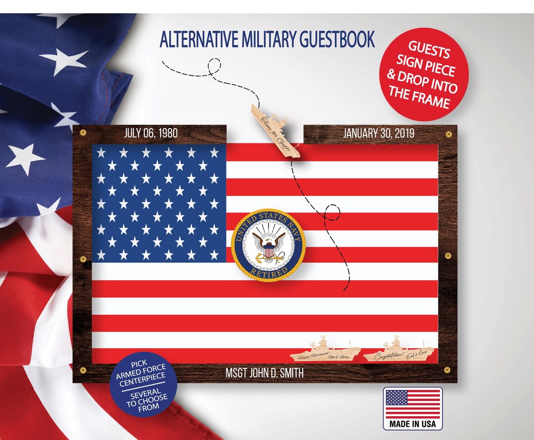 Personalized Guest Book/flag/navy/army/air Force/military/armed Forces ...