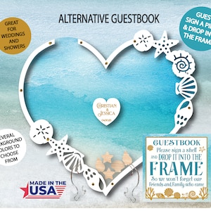 Heart Shell Guestbook - Shells - Beach Wedding - Ocean - Drop Frame ...