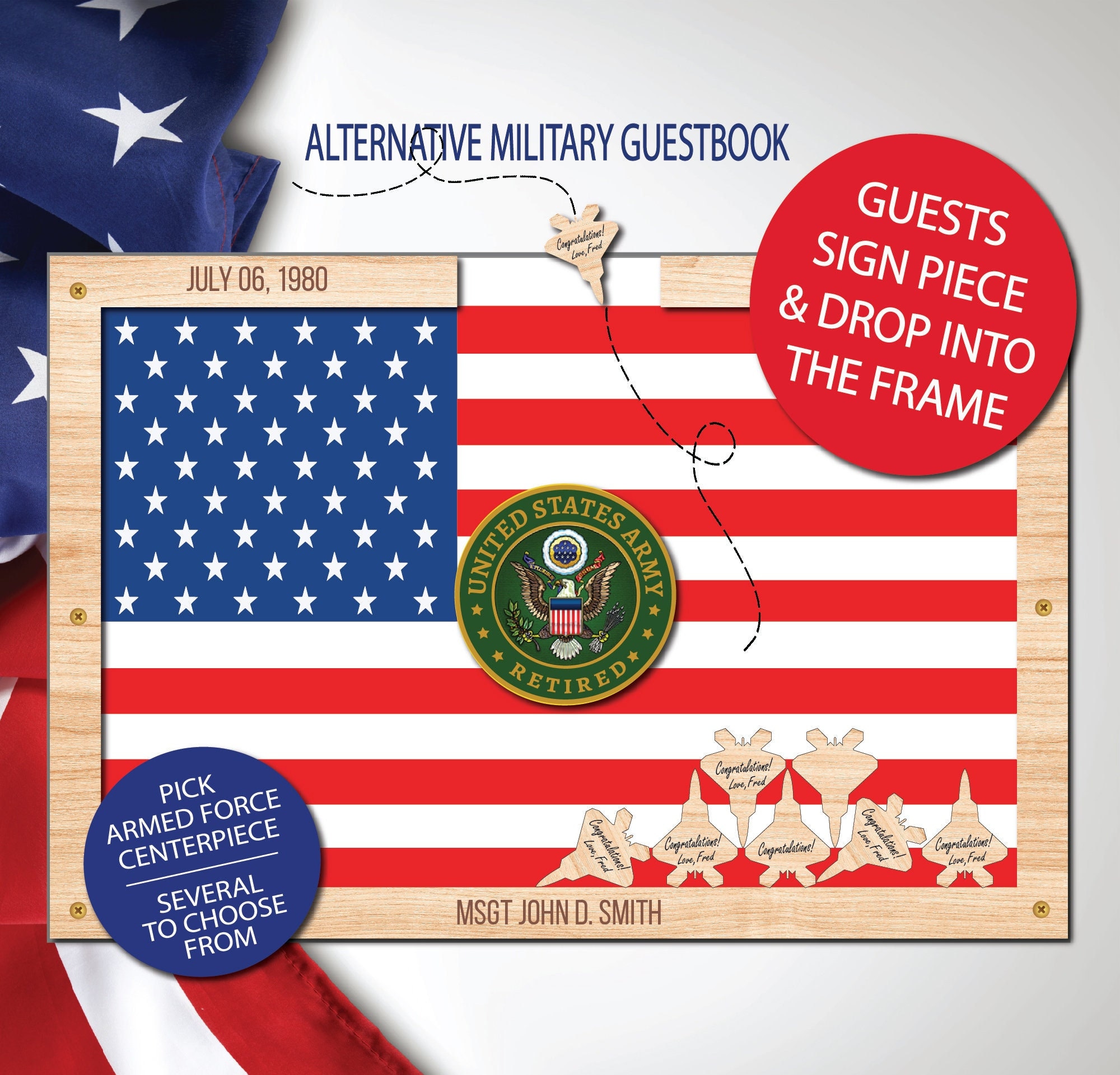 Personalized Guest Book/flag/navy/army/air Force/military/armed Forces ...