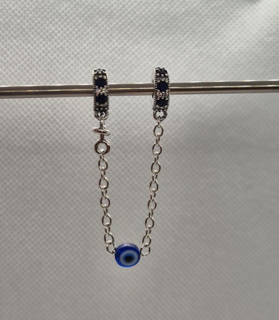 Silver PLATED Devil's Eye Safety Chain for Bracelets, Silver Safety ...