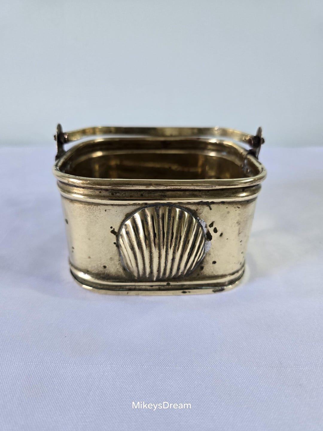 Vintage Brass Seashell Container W/handle - Etsy