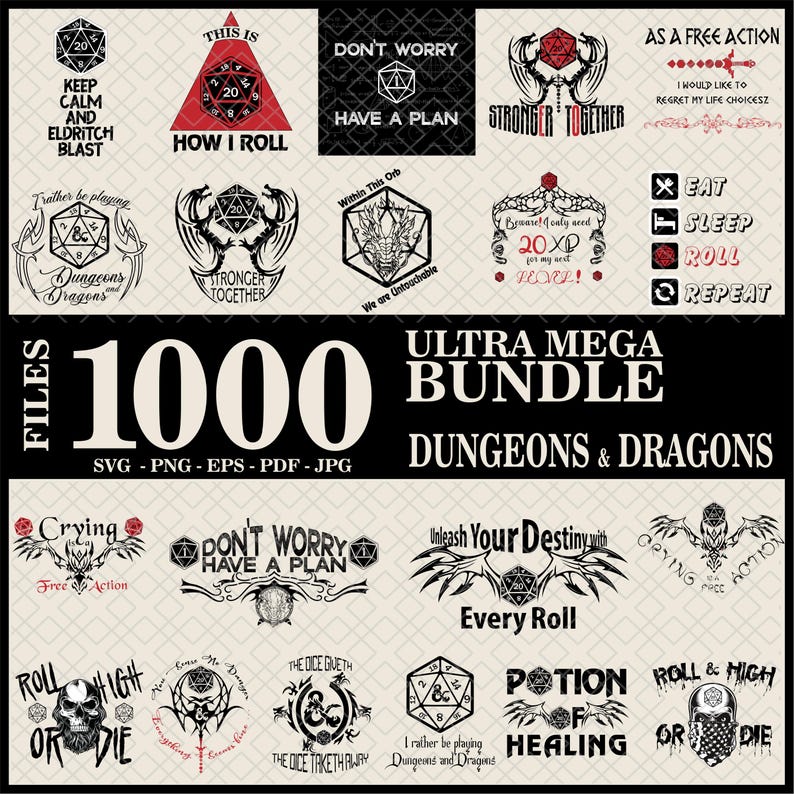 1000 Files Dungeons Dragons Svg Bundle | Dungeons Dragons Png | Dnd 20 ...