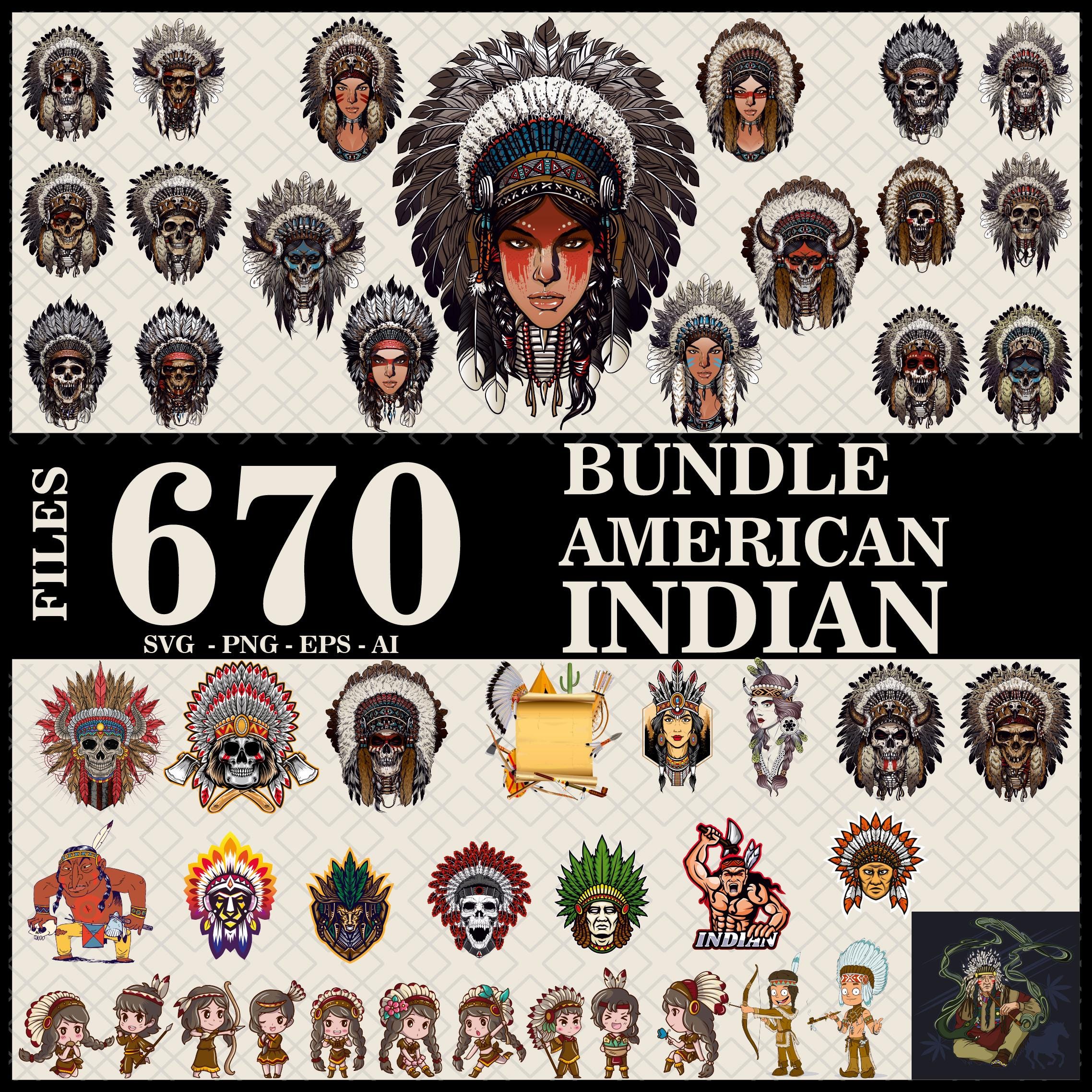 670 Files Native American Mega Bundle | Tribal Chief PNG | Indian Skull ...