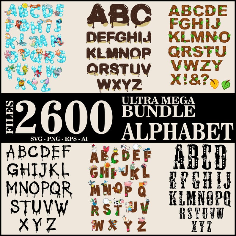 Amazing 2600 Files Alphabet Mega Bundle | Alphabet Clipart | Vintage ...