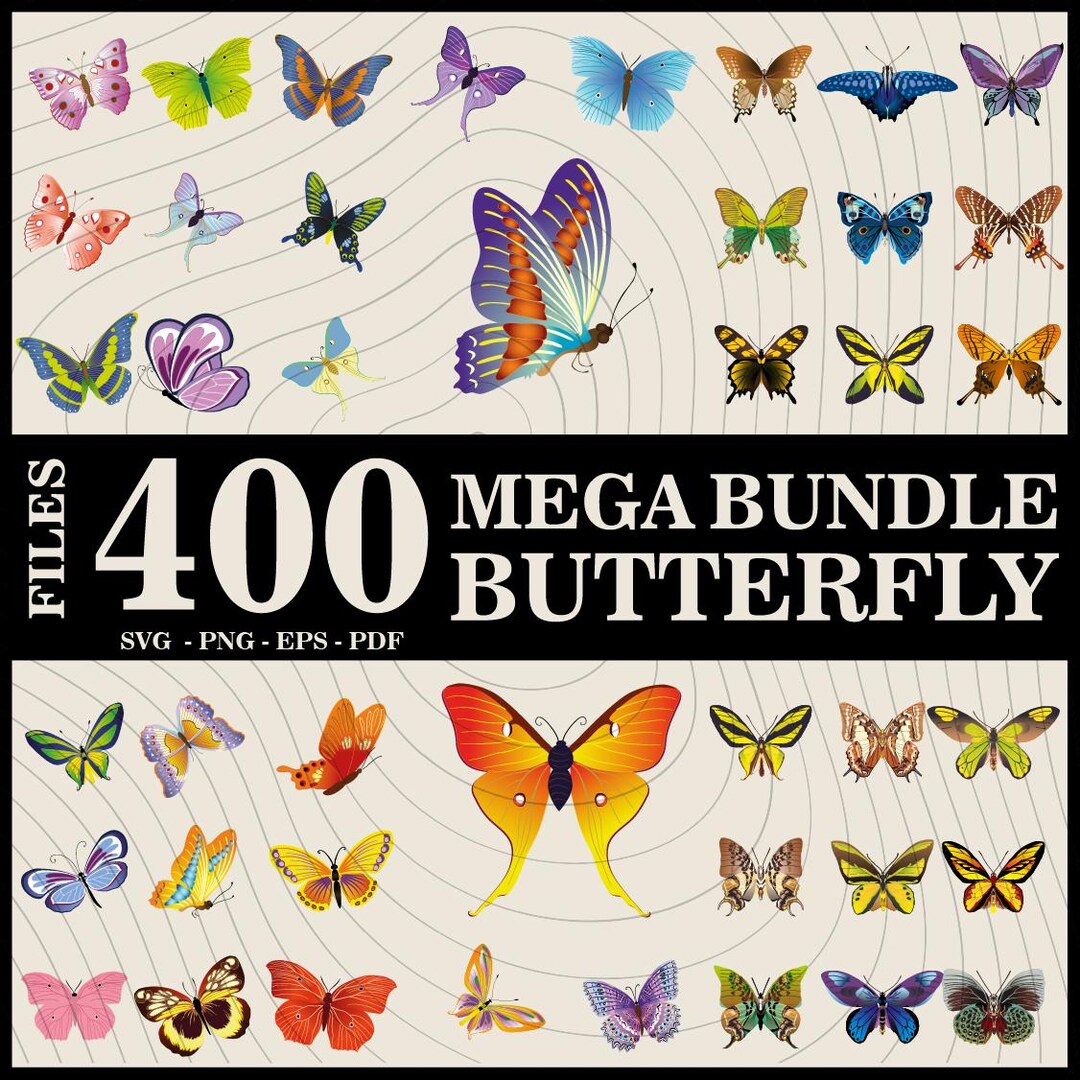 400 Files Butterfly Clipart Bundle | Colorful Butterfly PNG | Digital ...