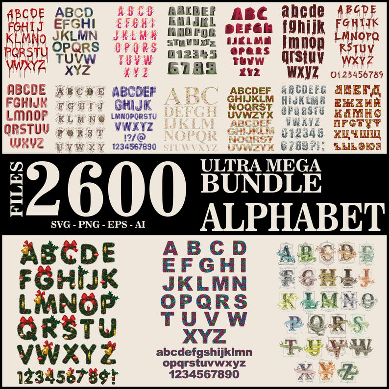 Amazing 2600 Files Alphabet Mega Bundle | Alphabet Clipart | Vintage ...