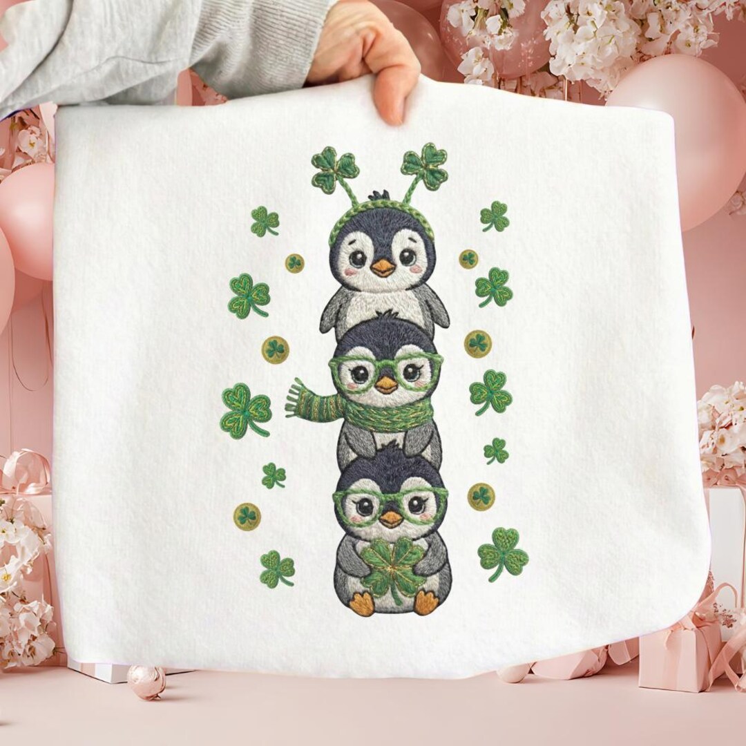 St Patricks Day Penguins PNG Stacked Penguin Sublimation Design ...