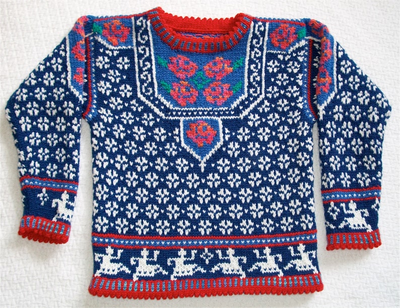Knitting Pattern: Norway Roses Size Five Years - Etsy