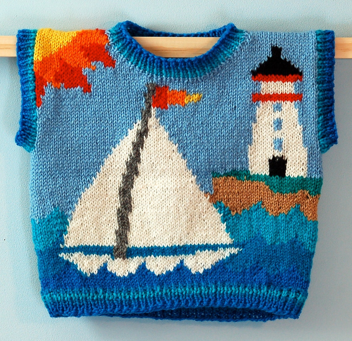 Knitting Pattern: Lighthouse Size One Year With Vests or Sleeves - Etsy