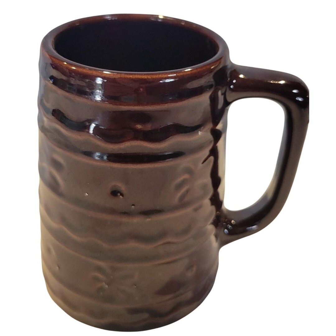 Vintage Marcrest Brown Glazed Daisy & Dot Stoneware Tankard Stein 3.5x5 ...