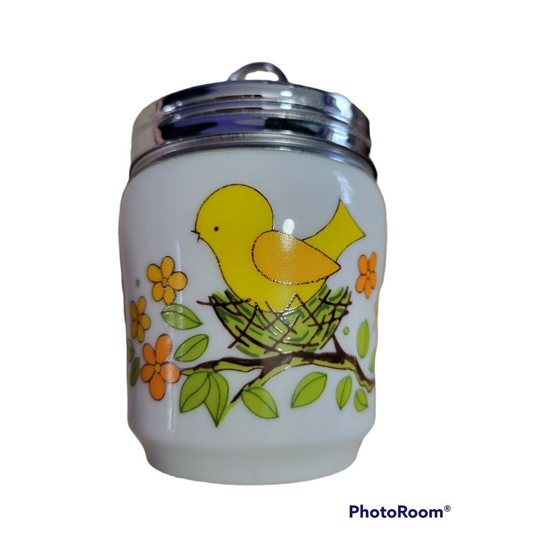 Vintage Retro Lorrie Design Yellow Bird in Nest Porcelain Egg Coddler ...