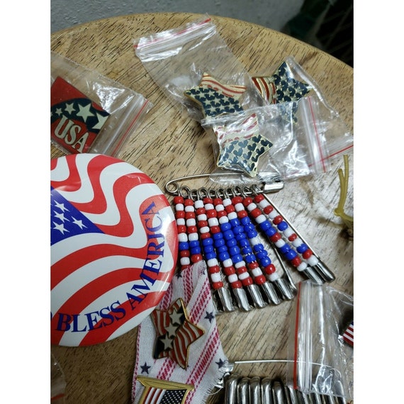 SAFETY PIN American Flag Patriotic Red White Blue Pin… - Gem