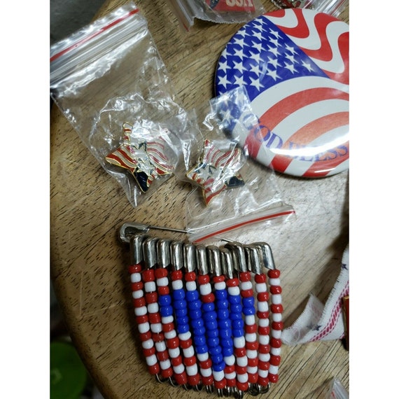SAFETY PIN American Flag Patriotic Red White Blue Pin… - Gem