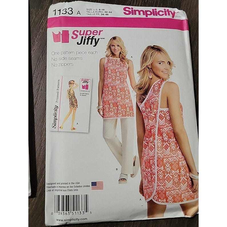 3 New Simplicity Patterns Tunics Apron Child Adult Dottie Angel 1133 ...