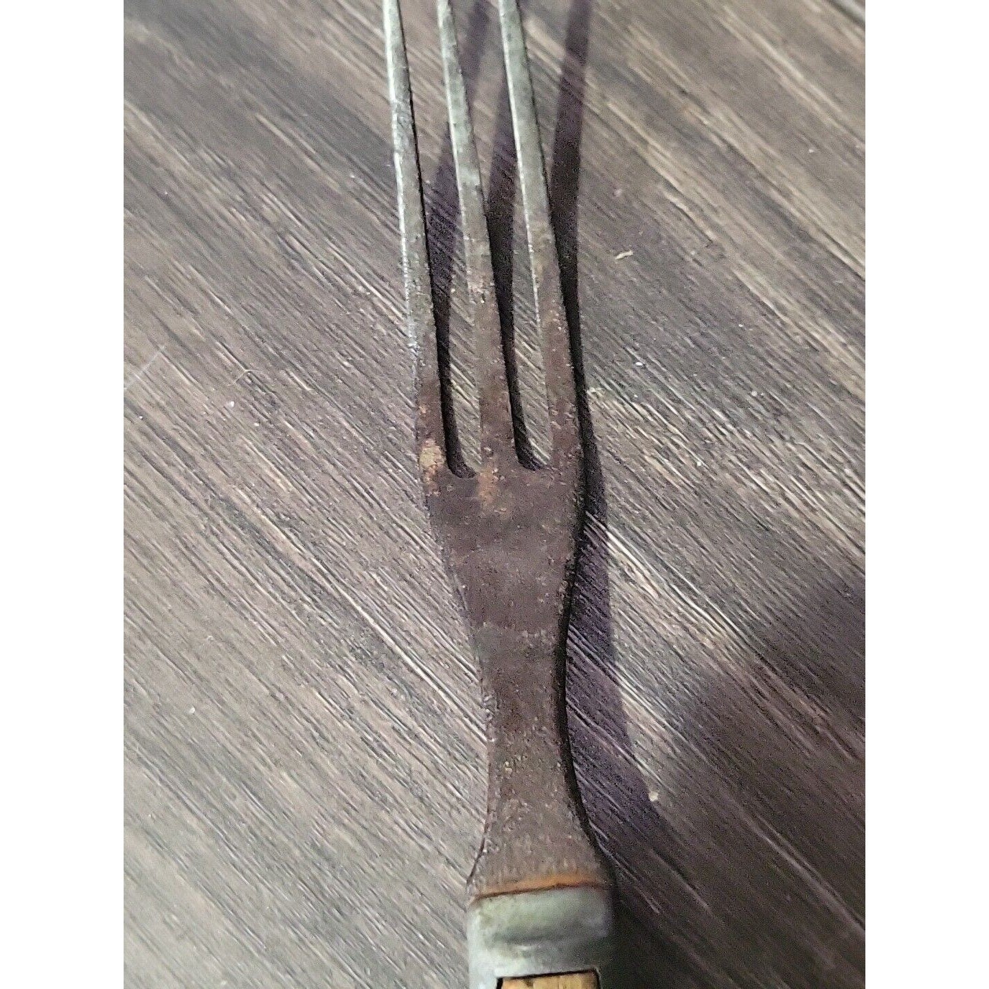 Antique Civil War Era Fork 3 Tine Eating Utensil Wood Steel Primitive 7 ...