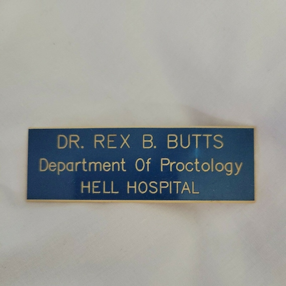 Novelty Plastic Engraved Doctors Hospital Name Tag B… - Gem