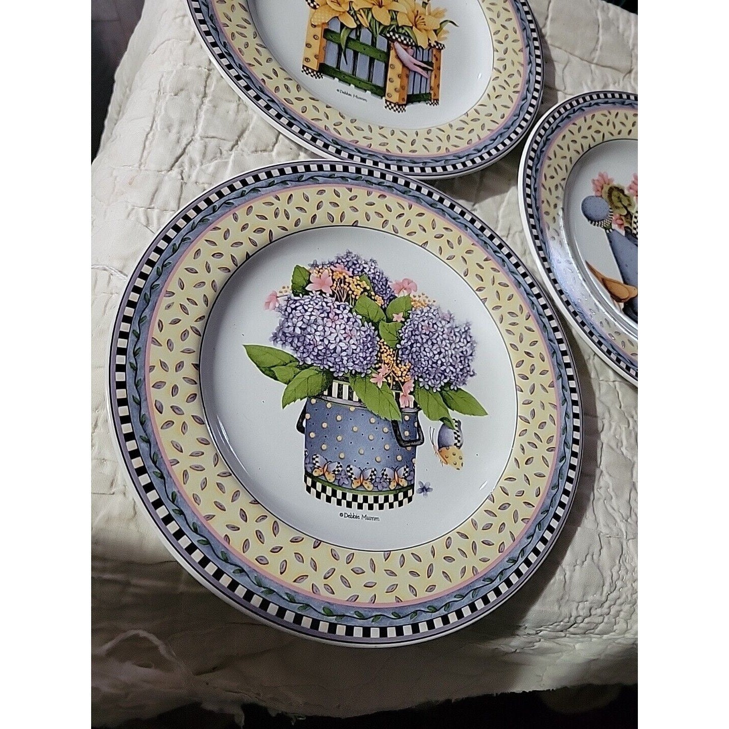 1999 Debbie Mumm for Sakura 3pc Spring Bouquet Salad Plates 8.25 in ...