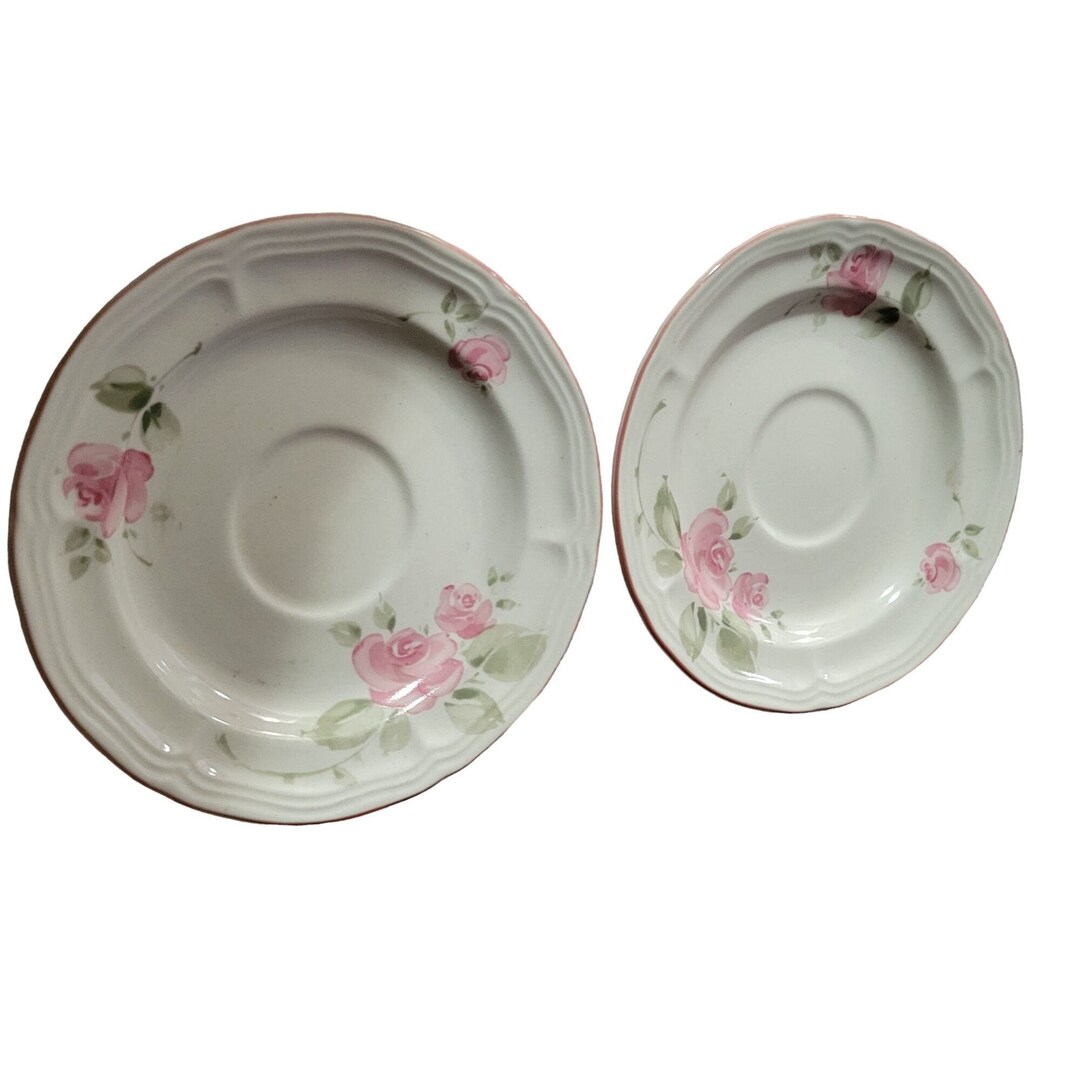 Gibson Housewares Rose Pattern Tea Saucer Set of 2 - Etsy