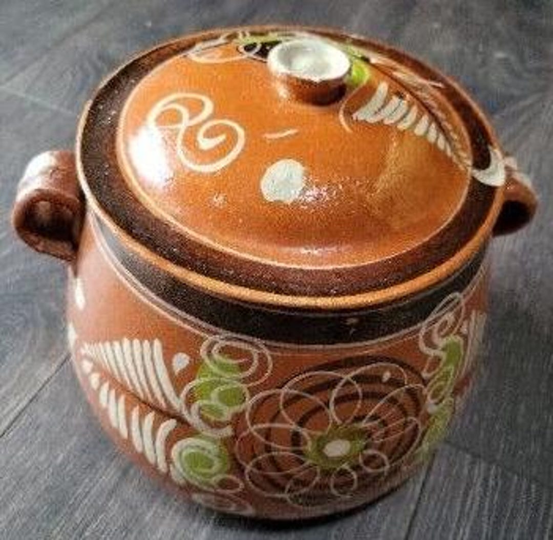 Signed Traditional Tlaquepaque Ollas De Barro Mexican Red Clay Bean Pot ...