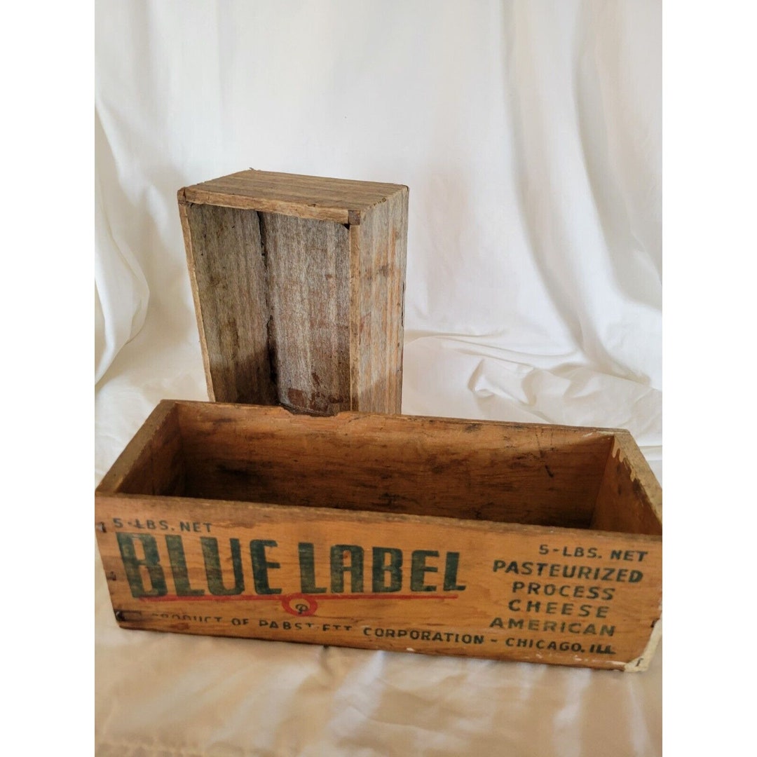 Wooden Pabst Ett Corp BLUE LABEL Cheese Box 5 Lb Other Unmarked Box Vtg ...