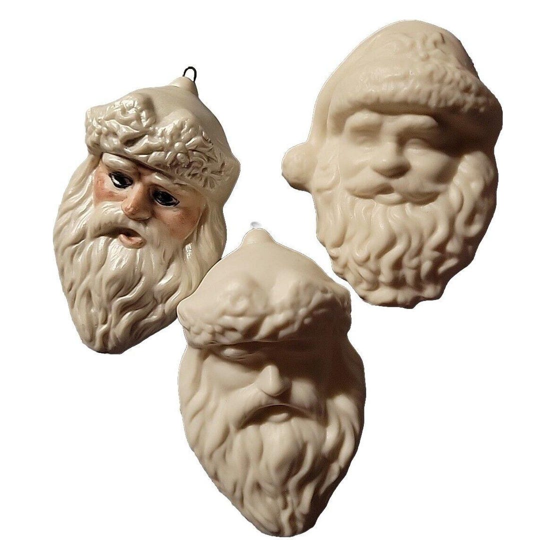 3 Vtg Christmas Traditions Old World Classic Santa Head Ceramic ...