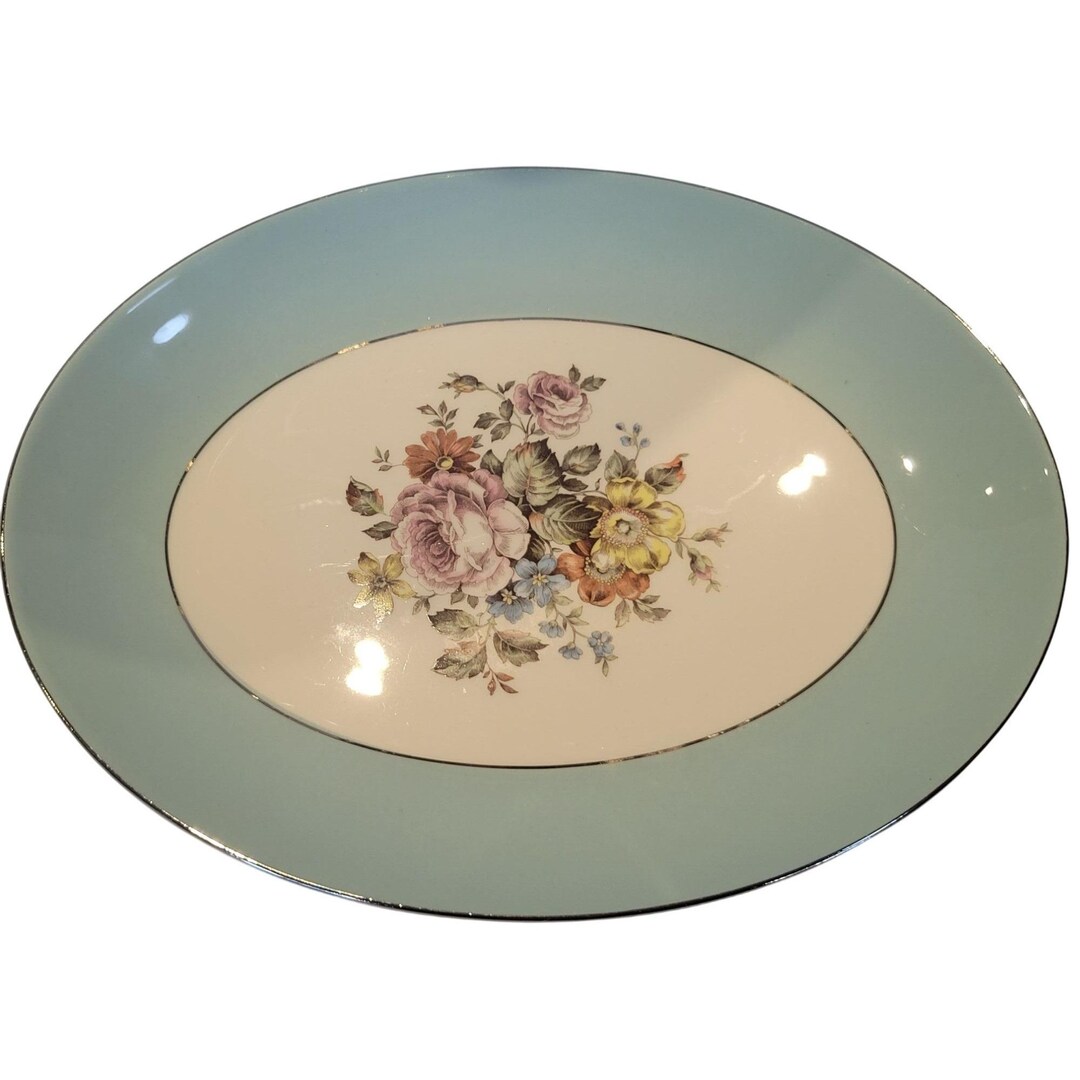 Vtg Cunningham & Pickett Danube Serving Platter Floral Centerpiece ...