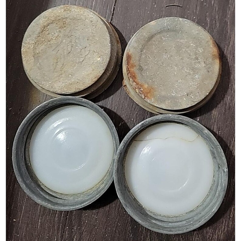 4pc Ball Atlas Boyd Zinc Mason Jar Lids With Porcelain Inserts 1x3 ...