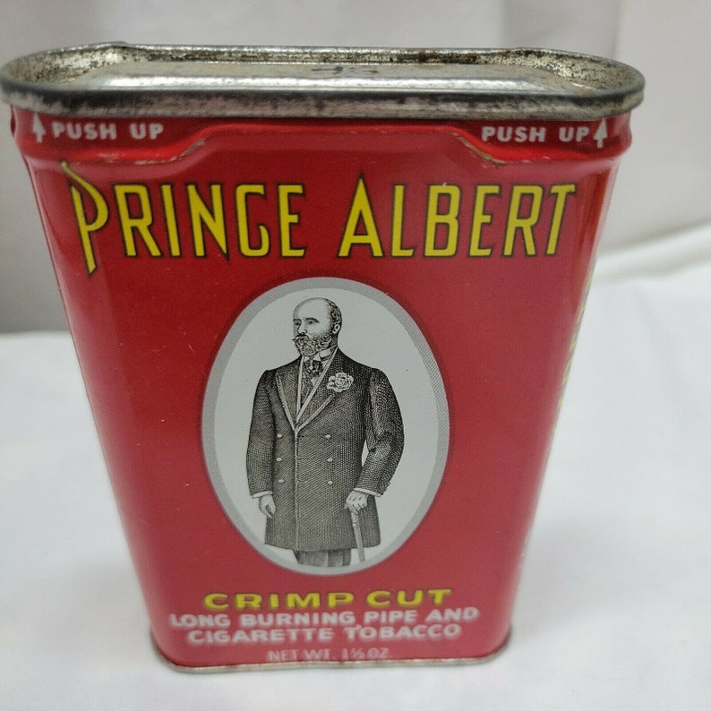 Vintage Prince Albert Crimp Cut Red Pipe Cigarette Tobacco Tin Attached ...