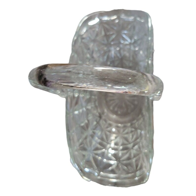 L.E. Smith Cut Glass Star Pattern Classic Wedding Basket Vase Handle ...