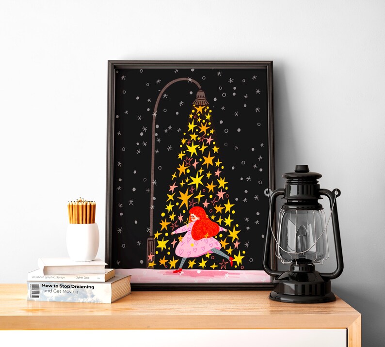 Path to the Stars Digital Illustration,home Decor, Starry Sky Wall Art ...