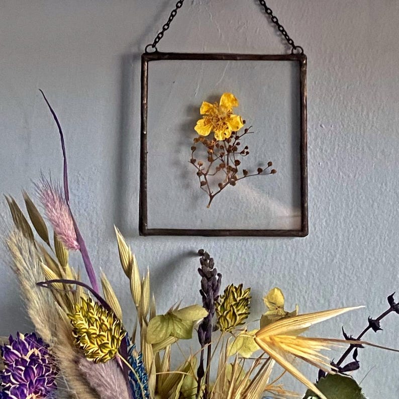 Stained Glass Buttercup Frame – Pressed Flower Floating Frame - Etsy