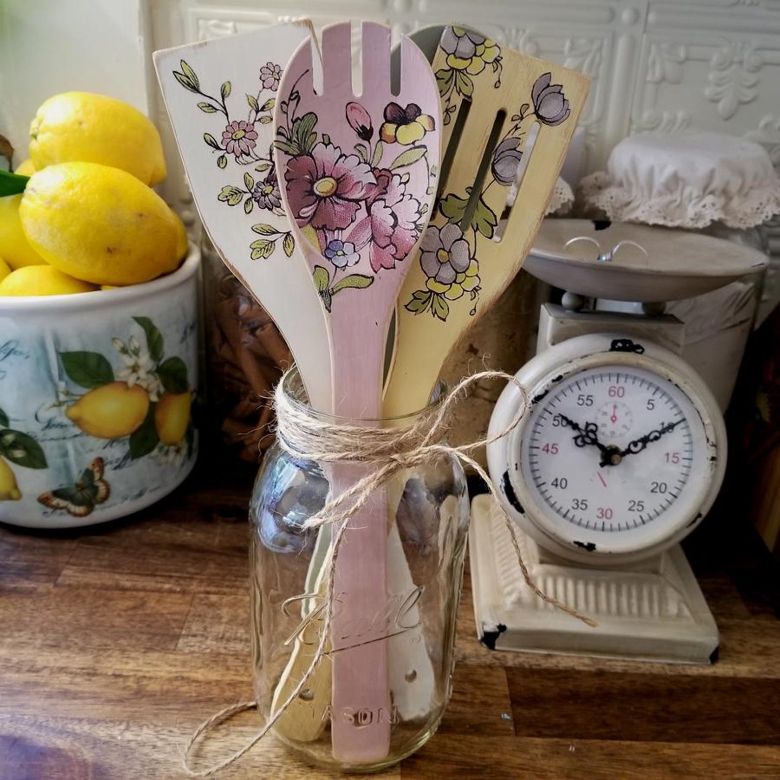 Vintage Style Wooden Spoon, Cottage Core, Spoon Decor, Spoon With ...