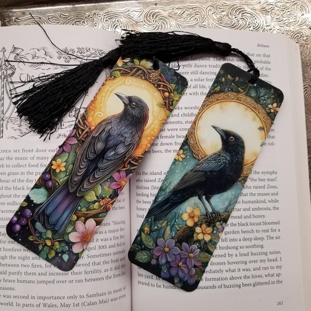 Raven Bookmark, Crow Metal Bookmark With Tassel, Moon Magic, Stocking ...