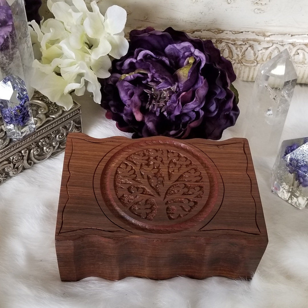 Tree of Life Altar Box, Altar Box, Altar Box, Carved Wooden Box, Tarot ...