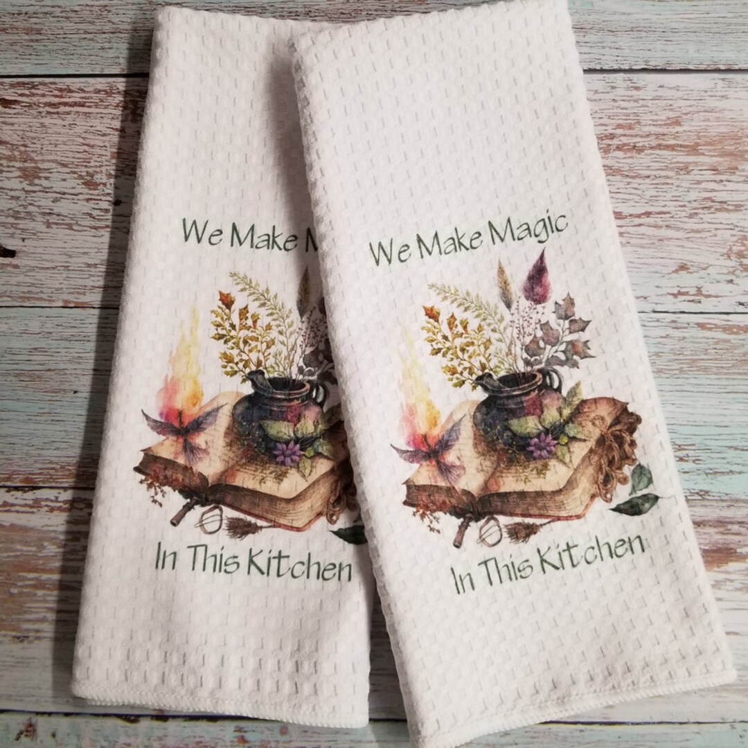 Witches Kitchen Towel, Witch Towel, Waffle Towel, Dish Towel, We Make ...