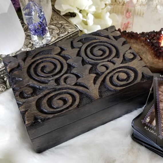 Spiral Altar Box Pagan Altar Box Carved Wooden Box | Etsy