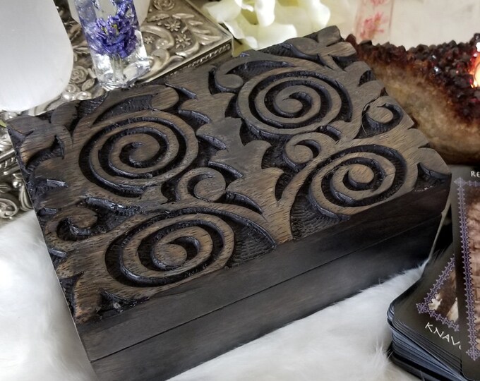 Spiral Altar Box, Pagan Altar Box, Carved Wooden Box, Decorative Altar ...