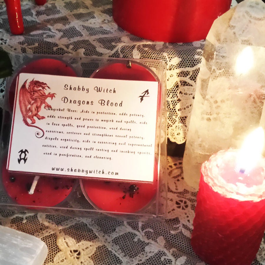 4 Dragons Blood Tea Lights Loaded with Dragons Blood Resin | Etsy